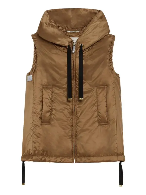 Max Mara Green Go Hooded Gilet - Caramel Color Black Caramel