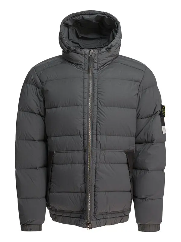 Stone Island Zip-up Hooded Padded Jacket - Grey