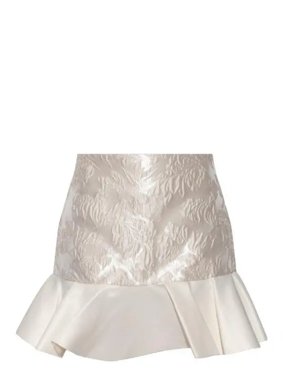 GANNI Satin Cloque Mini Skirt - Egret