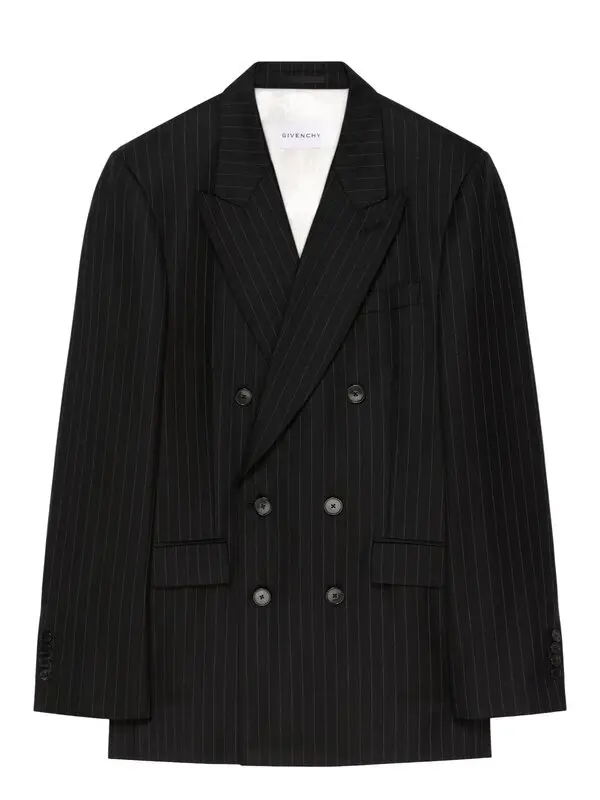 Givenchy Striped Double-breasted Blazer - Black/gray