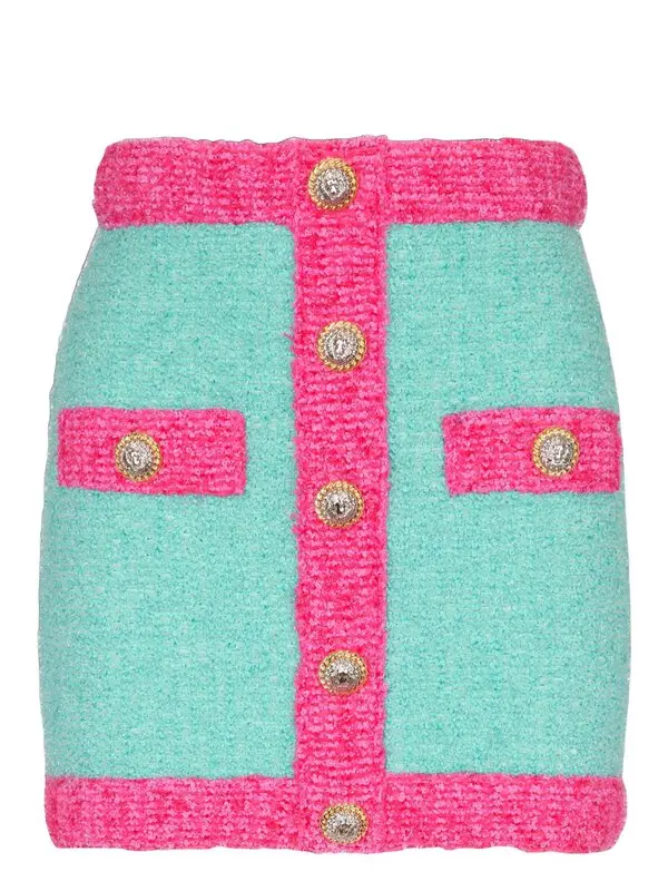 Balmain Two-tone Buttoned Knit Mini Skirt - Multicolour