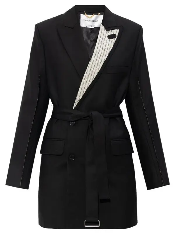 Victoria Beckham Double-breasted Lapel Mini Dress - Black