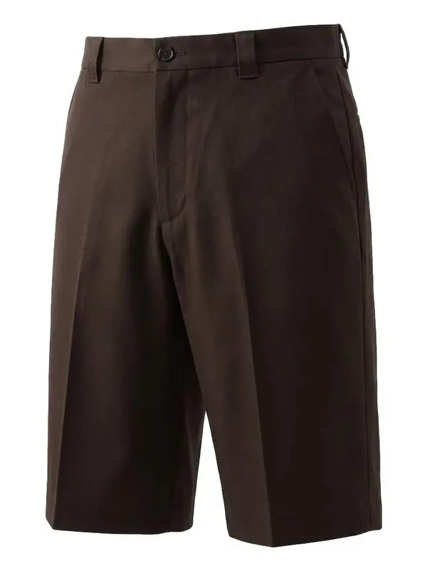 Gucci Gabardine Shorts With Embossed Logo Detail - Dark Brown