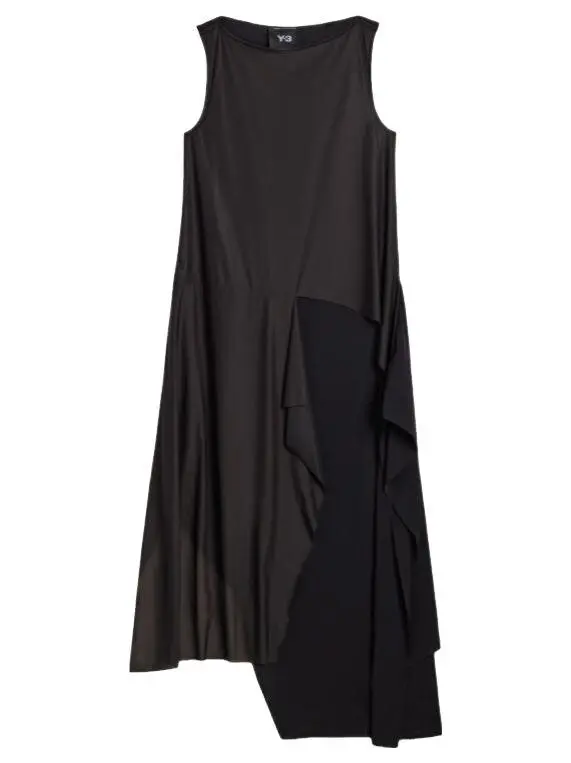Y3 Asymmetrical Mesh Dress - Black