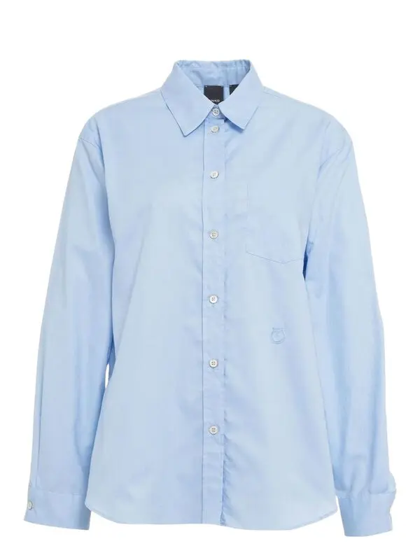 Pinko Love Birds Embroidered Oxford Shirt - Blue