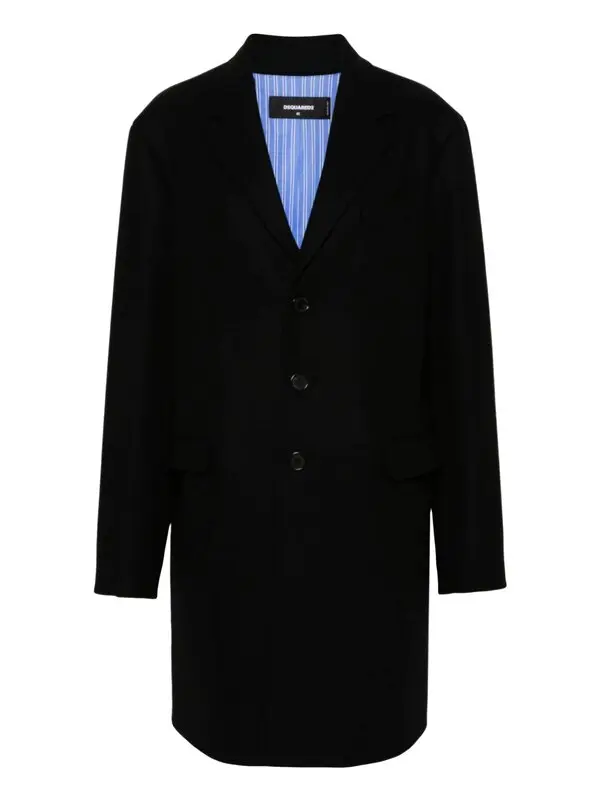 Dsquared2 Single-breasted Notched Lapel Coat - Black