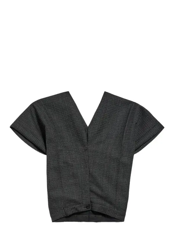 Balenciaga Plaid Wool Tailored Top - Black/green