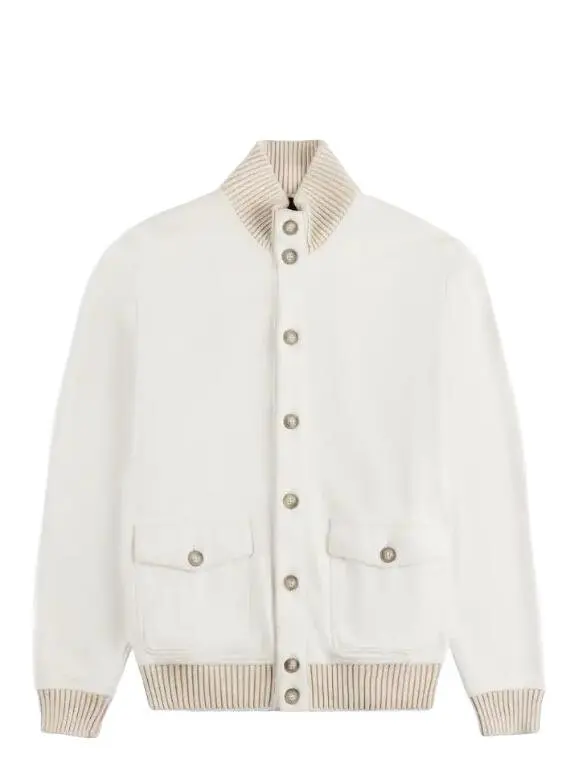 FAY Ribbed Collar Jacket - White