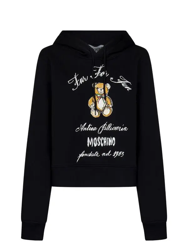 Moschino Cropped Hoodie - Black