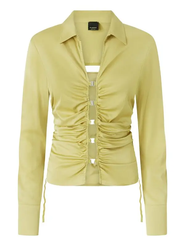 Pinko Ruched Front Opening Shirt - Nude