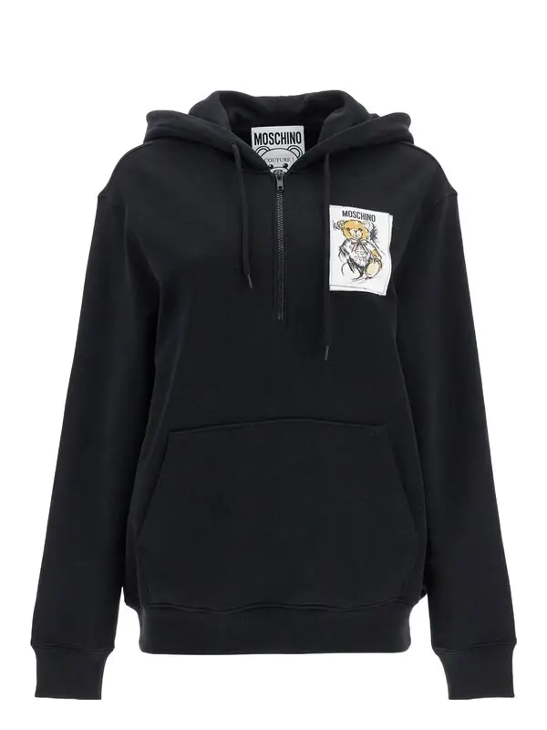 Moschino Long Sleeve Hooded Pullover - Black