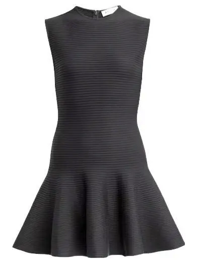 Alaïa Sleeveless Ribbed Knit Skater Dress - Black