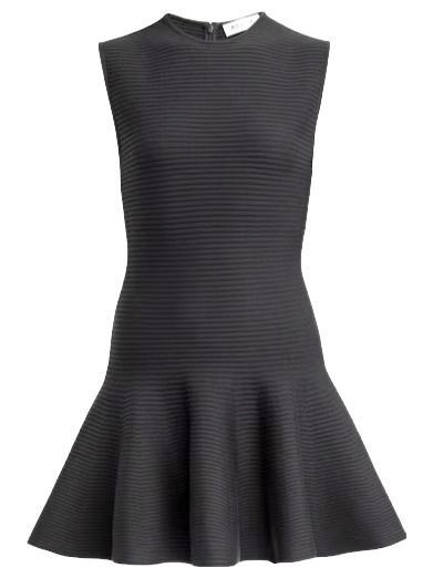Alaïa Sleeveless Ribbed Knit Skater Dress - Black