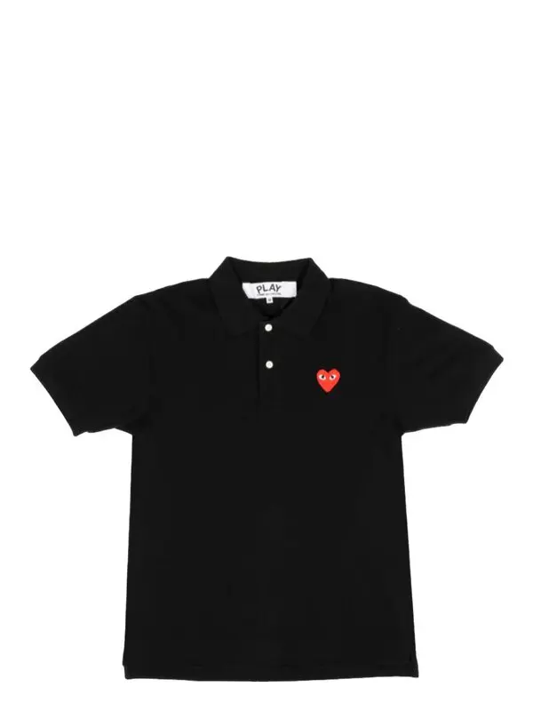 Play Comme Des Garcon Logo-patch Polo Shirt - Black