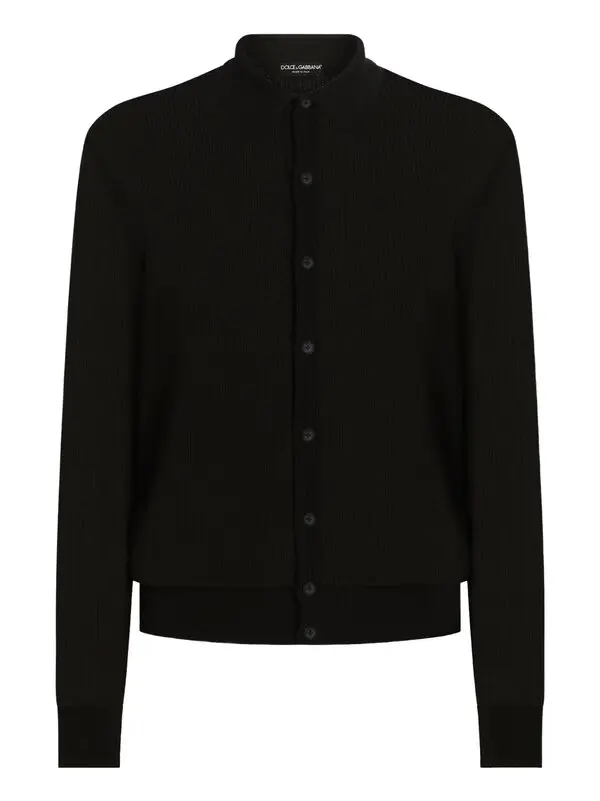 Dolce & Gabbana Long-sleeved Openwork Knitted Shirt - Black