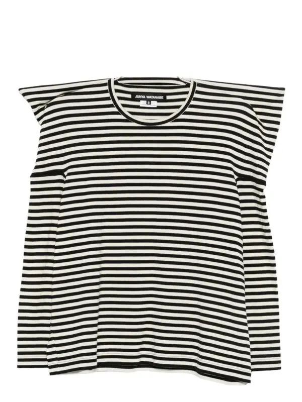 Junya Watanabe Striped Oversized Shoulders Top - Black