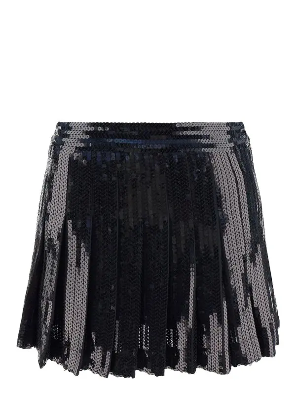 P.a.r.o.s.h Sequined Pleated Mini Skirt - Black
