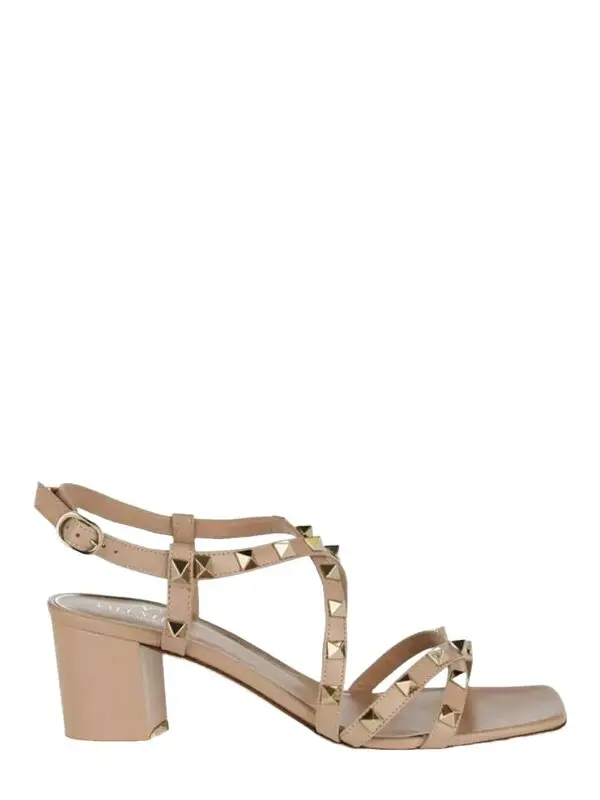 Valentino Garavani Open-toe High-heeled Sandals With Platinum Rockstuds - Nude