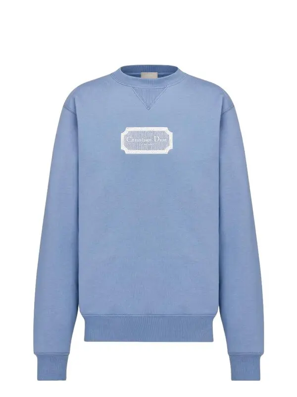 Dior Crewneck Sweatshirt With Logo Patch - Blue