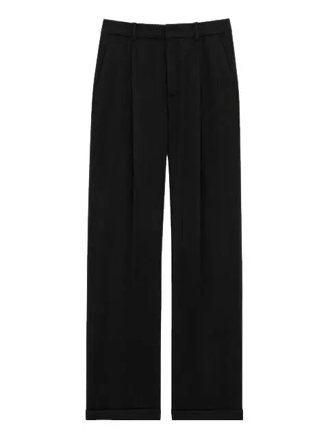 Saint Laurent Striped High-waisted Tailored Trousers - Black