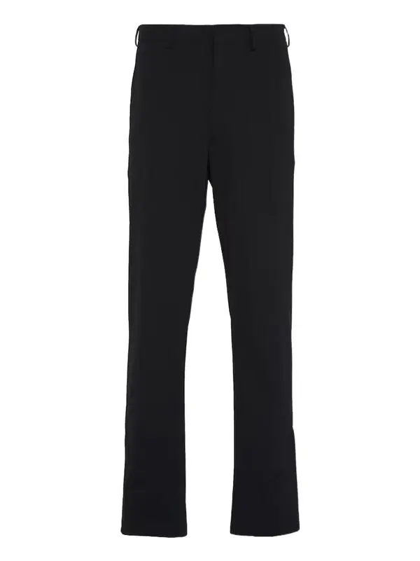 Prada Cropped Tailored Trousers With Logo Plaque - Black