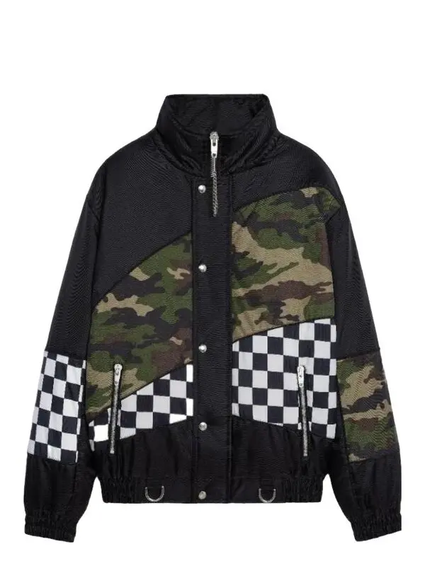 Celine Loose Jacket In Technical Fabric With Camouflage Print - Black