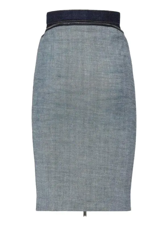 Dsquared2 Midi Denim Skirt With Zip Detail - Navy