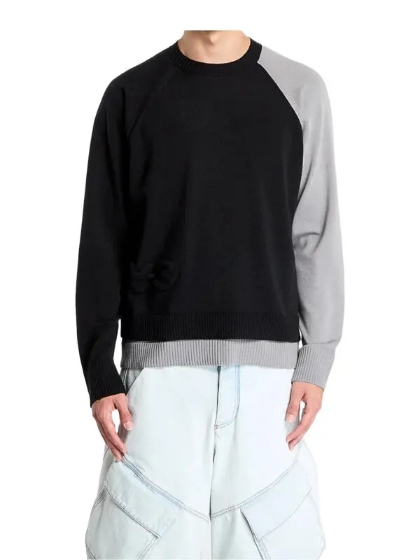 Y3 Logo Embossed Crewneck Knitted Jumper - Black