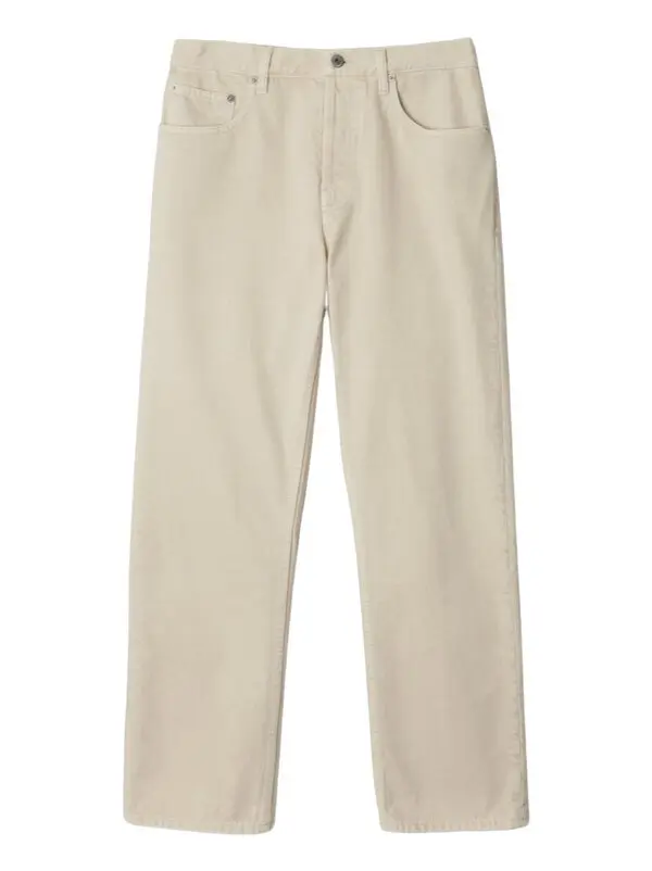 Burberry Logo Patch Straight-leg Jeans - Oatmeal