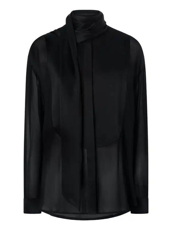 Pinko Long Sleeved Shirt With Lapel Collar - Black