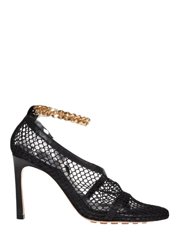 Bottega Veneta Mesh Overlay Pumps With Chain Detail - Black