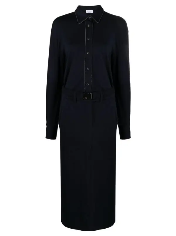 Brunello Cucinelli Monili Chain-embellished Shirt Dress - Black