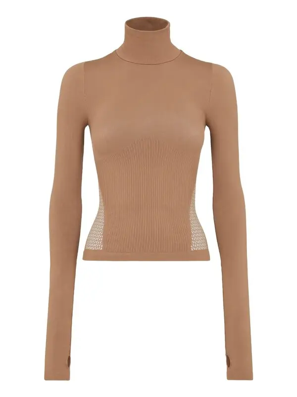Fendi High-neck Ribbed-knit Ski Jumper With Micro Ff Motif - Brown
