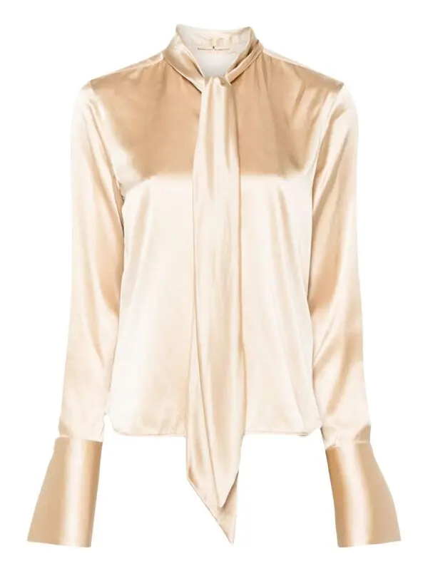 Ermanno Scervino Long-sleeved Blouse With Bow Neckline - Beige