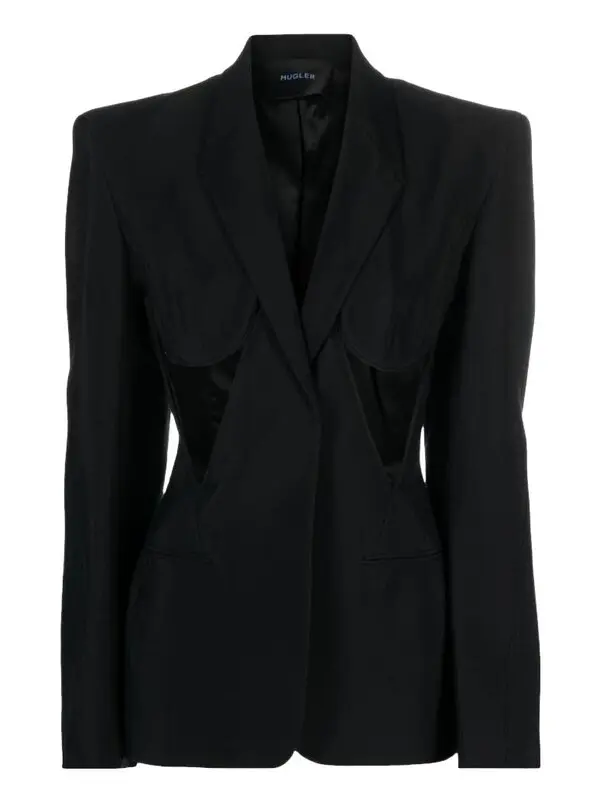 MUGLER Cut-out Single Button Jacket - Black