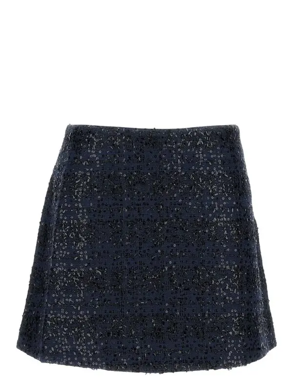 ROTATE BY BIRGER CHRISTENSEN Sequin-embellished Bouclé Skirt - Black