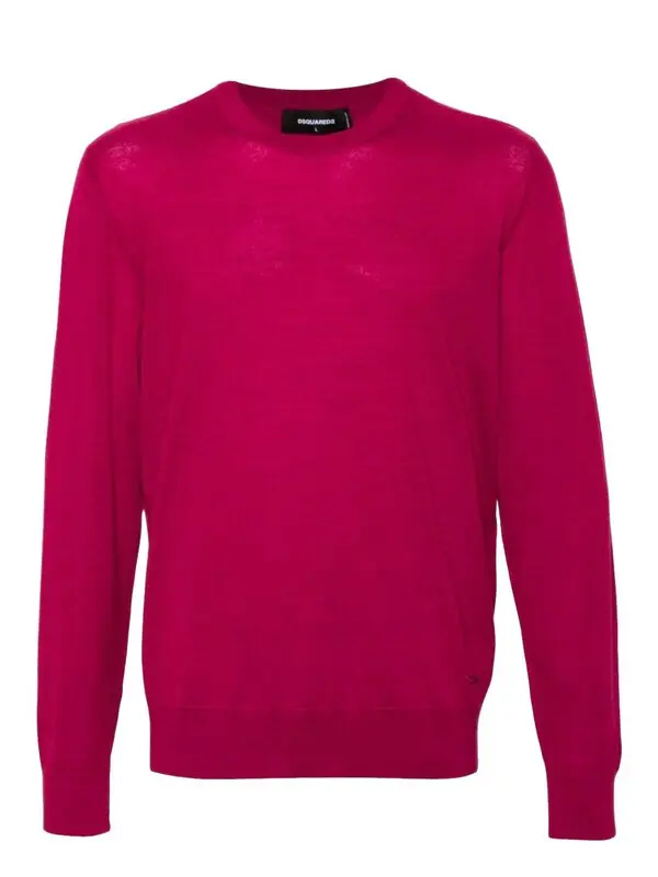 Dsquared2 Crew Neck Logo Long Sleeve Sweater - Red