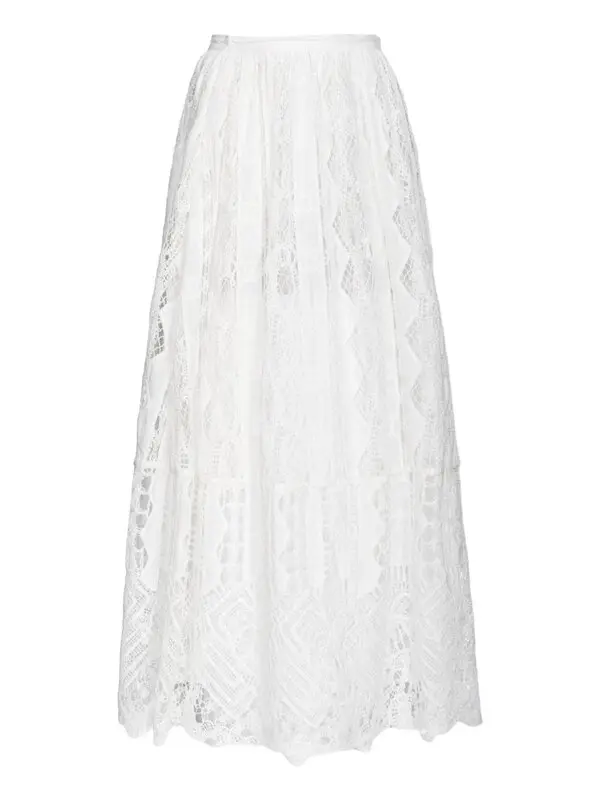 Pinko Lace Overlay Midi Skirt - White