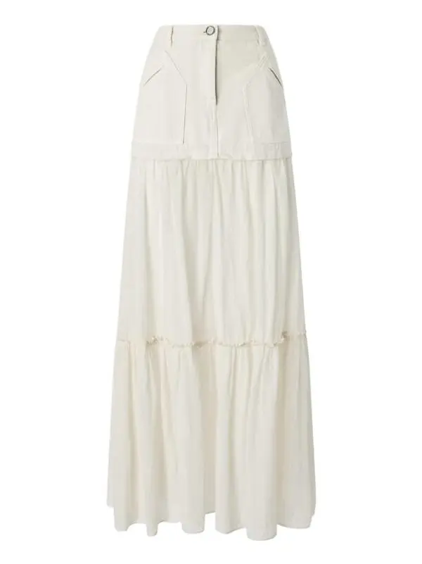 Pinko Tiered Flared Maxi Skirt - White