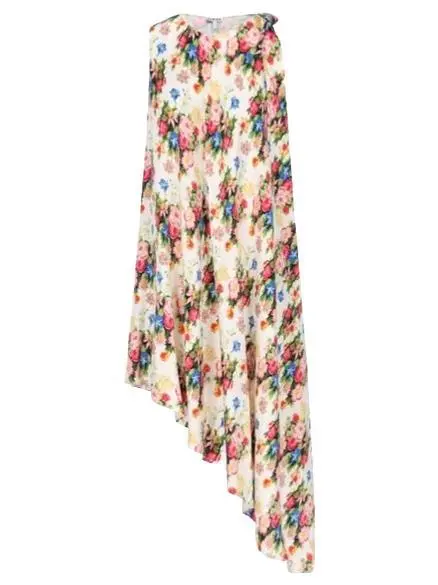 Loewe Floral Asymmetric Dress - Nude