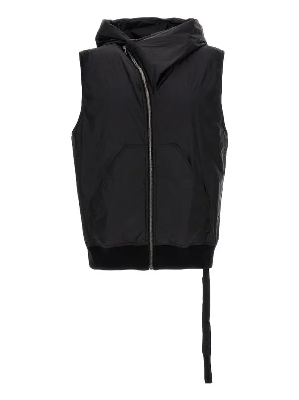 Rick Owens Zip-up Hooded Gilet - Black