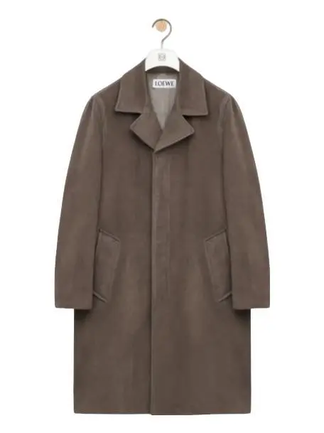 Loewe Cotton Collar Coat - Khaki Brown