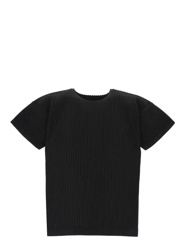 Issey Miyake Homme Plissé Pleated Crewneck T-shirt - Black