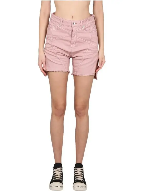 Rick Owens Denim Bermuda Shorts - Pink