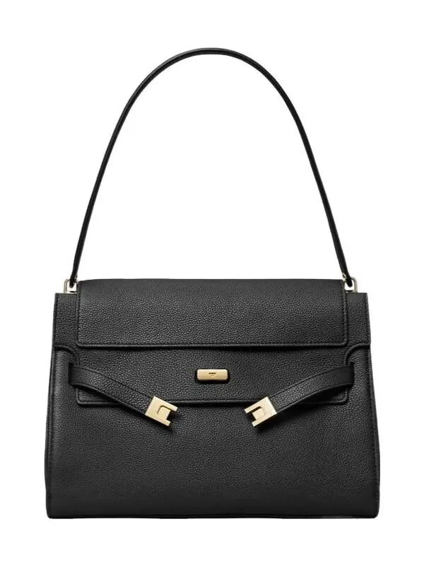 Tory Burch Flap Shoulder Bag With Belted Detail - Black