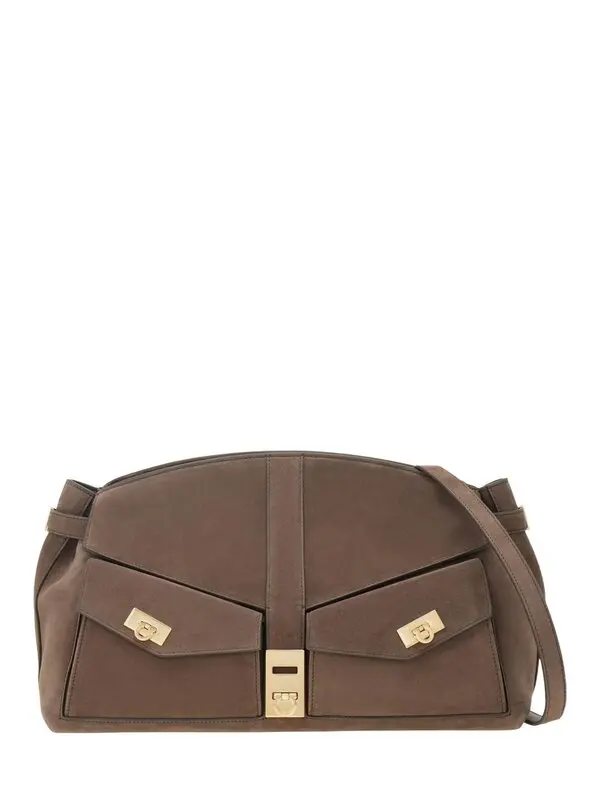 FERRAGAMO Multipocket Hug" Crossbody Bag - Cement