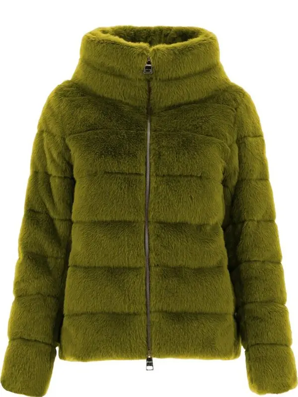 Herno Long-sleeved Down Jacket With Logo And Zippers - Brown