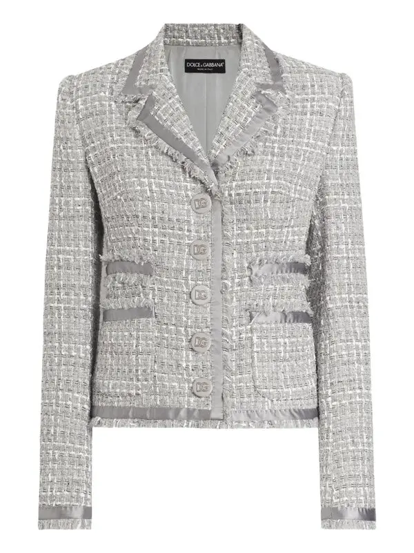 Dolce & Gabbana Single-breasted Short Tweed Jacket - Grey