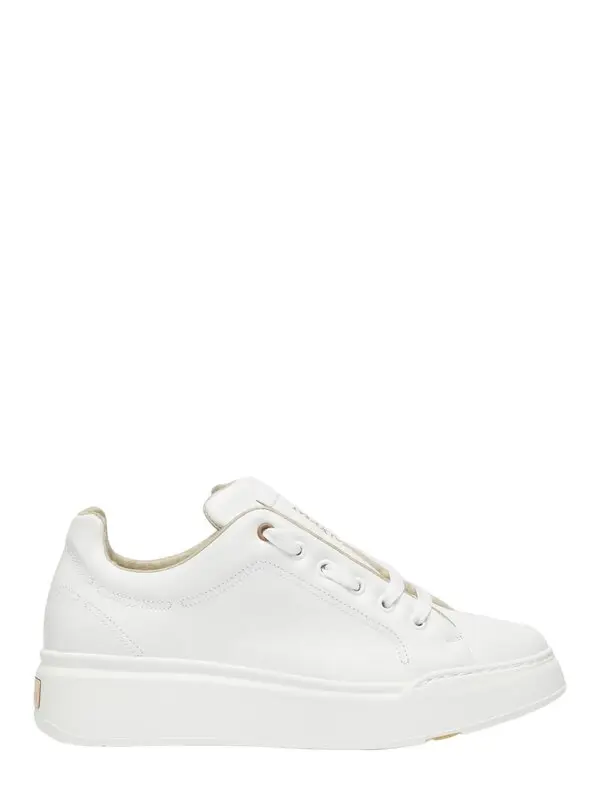 Max Mara Leather Lace-up Sneakers - Optical White