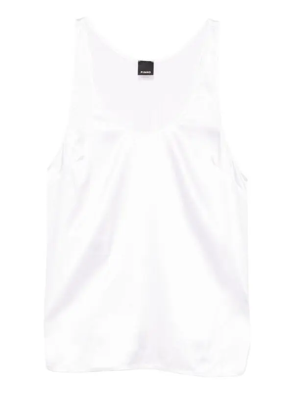 Pinko Crewneck Satin Tank Top - White